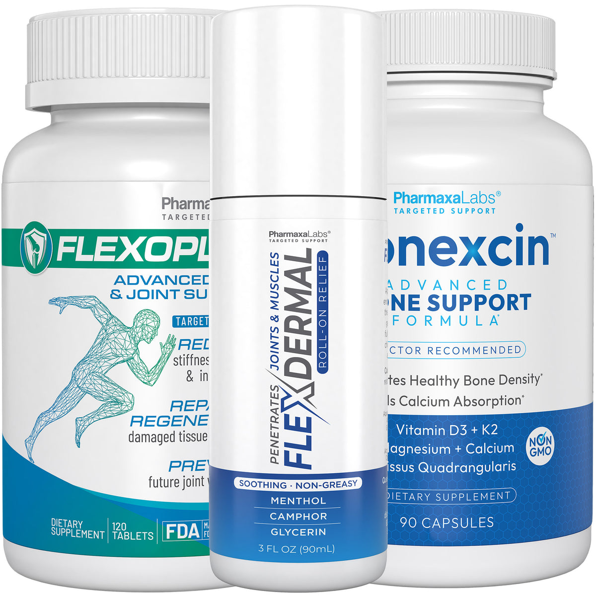 Flexoplex, Flexdermal & Bonexcin - Pharmaxa Labs®